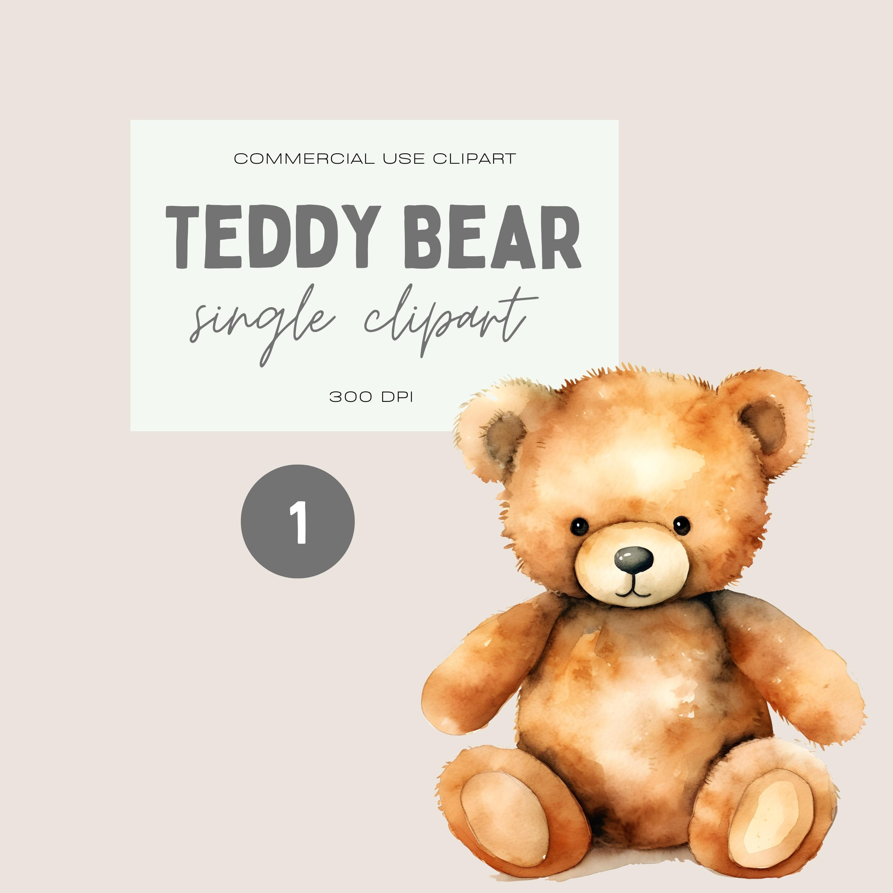Teddy Bear Watercolor Clipart Single Image File Transparent - Etsy