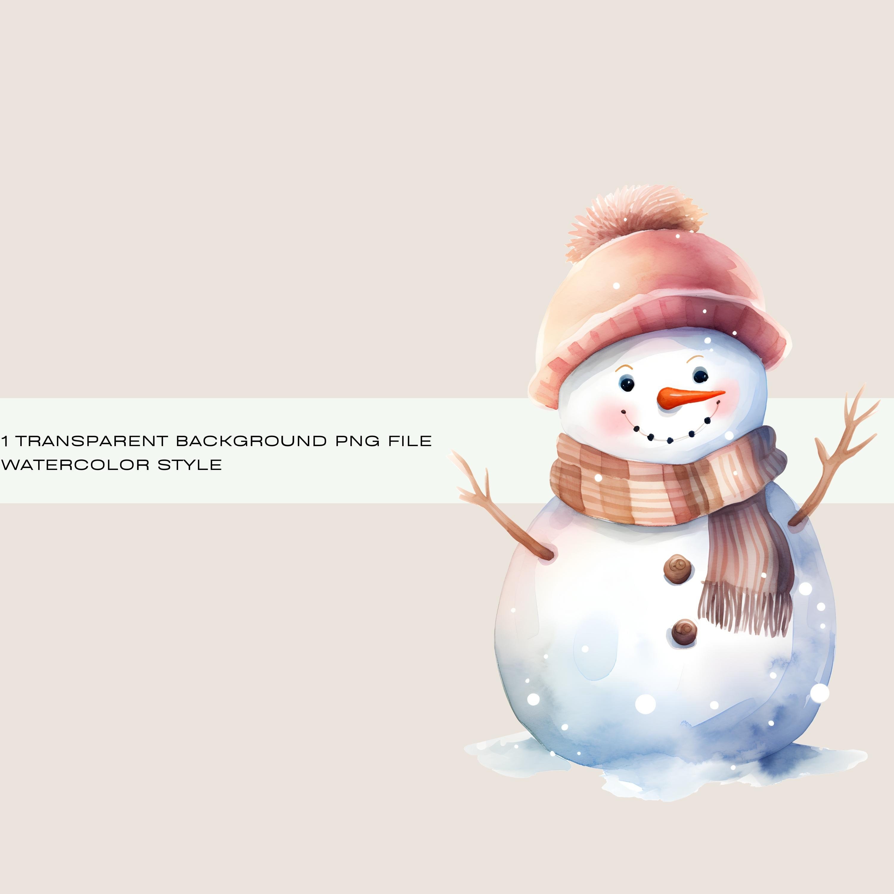 Snowman Watercolor Clipart, Single Image File, Transparent PNG ...