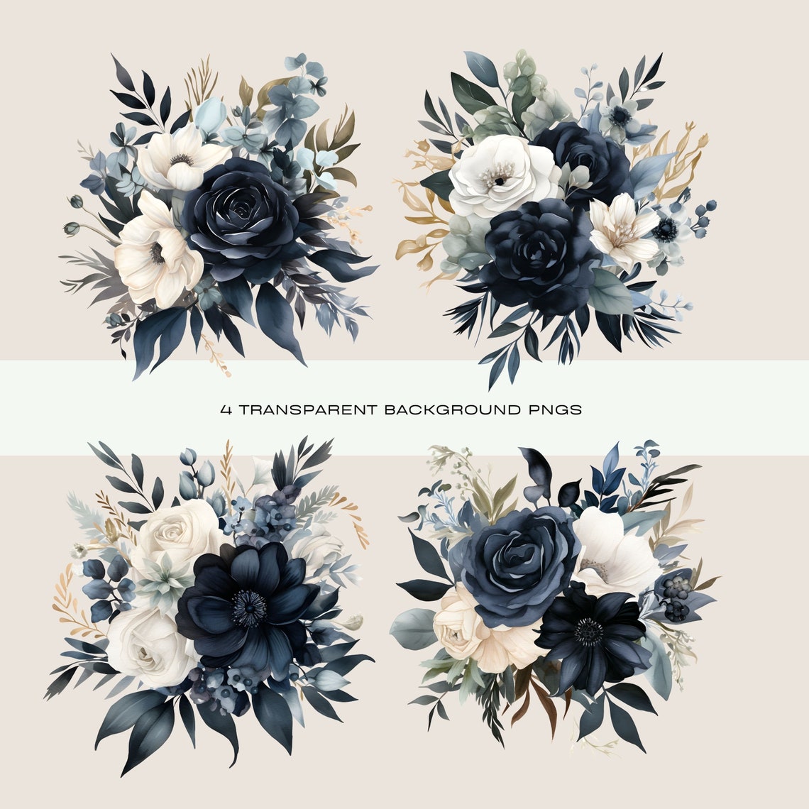 Dark Boho Floral Clipart Pack, Clipart for Commercial Use, Simple ...