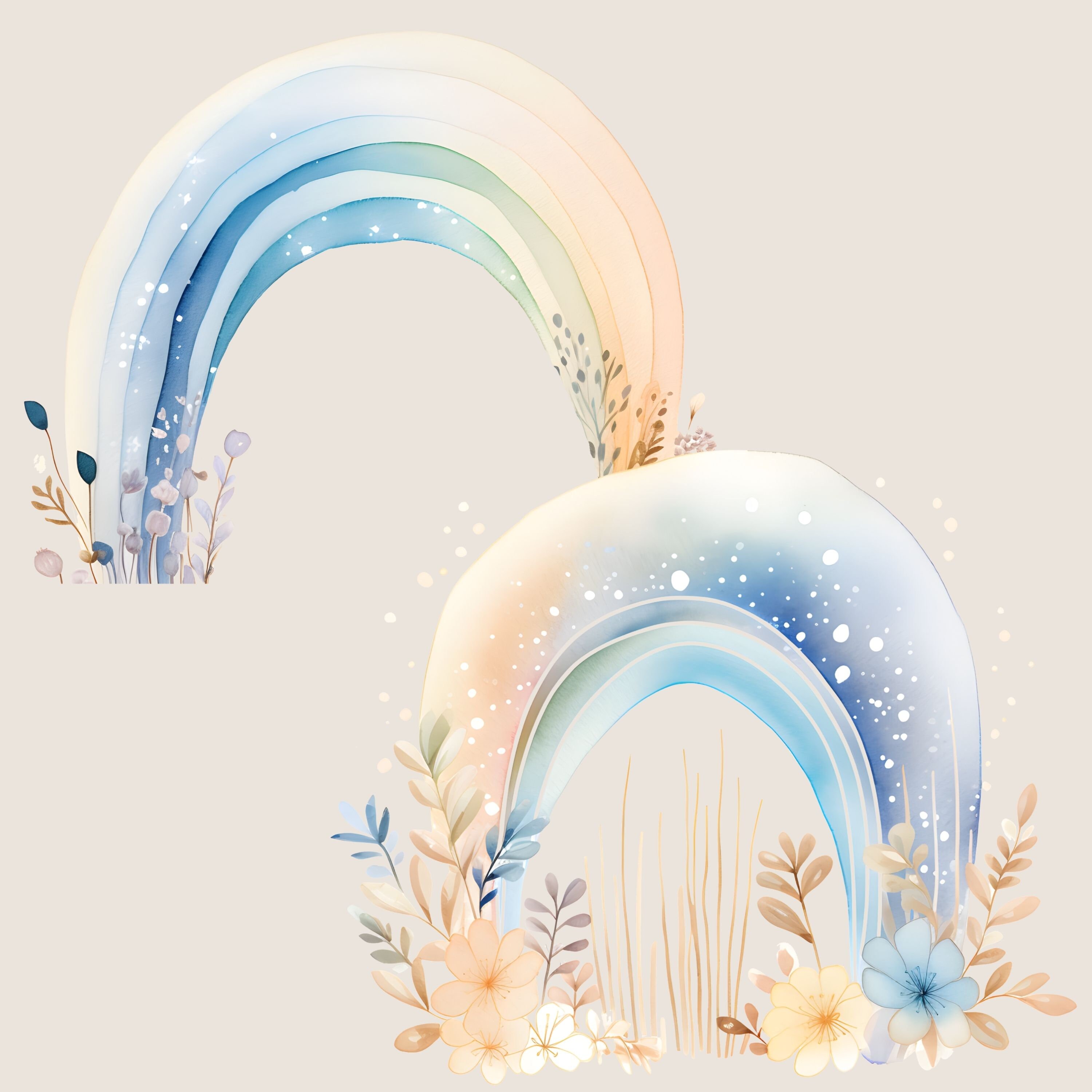 Watercolor Neutral Rainbows Clipart, Commercial Use Clipart ...