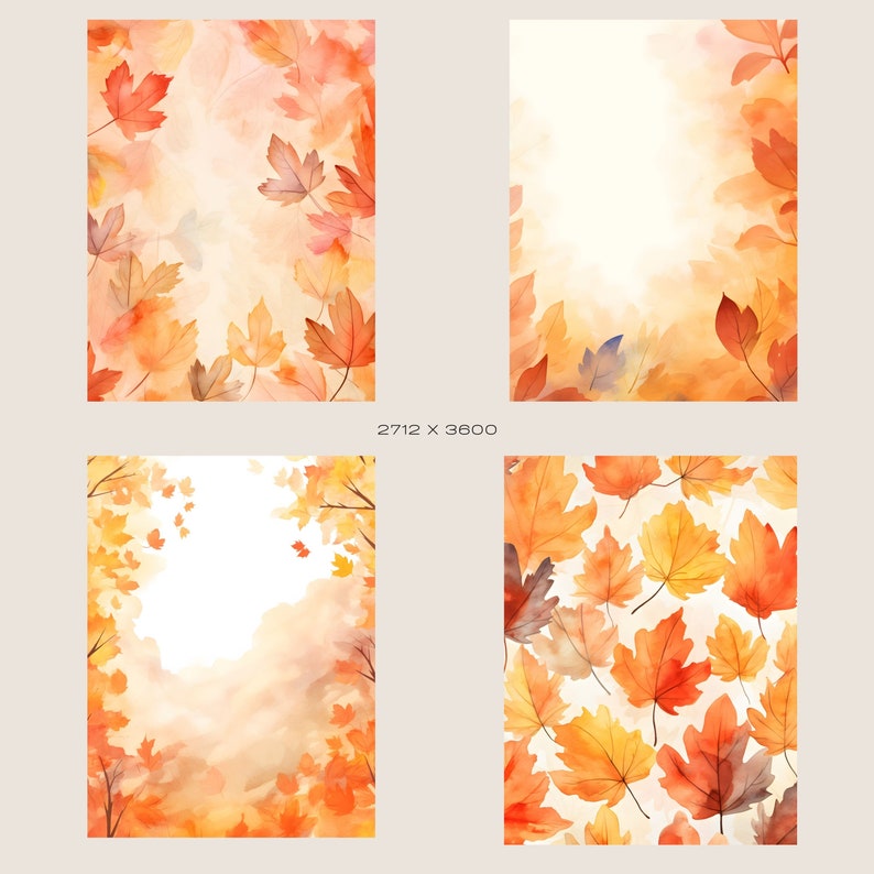 Fall Leaves Digital Paper, Printable Scrapbook Paper, Texture ...