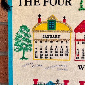 1968 Sequined Felt Wall Calendar | Seasons Groovy Mod Flower Power ...
