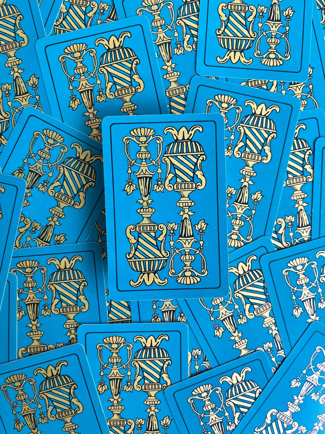Turquoise Blue & Gold Classical Urn Design Vintage Playing Cards ...
