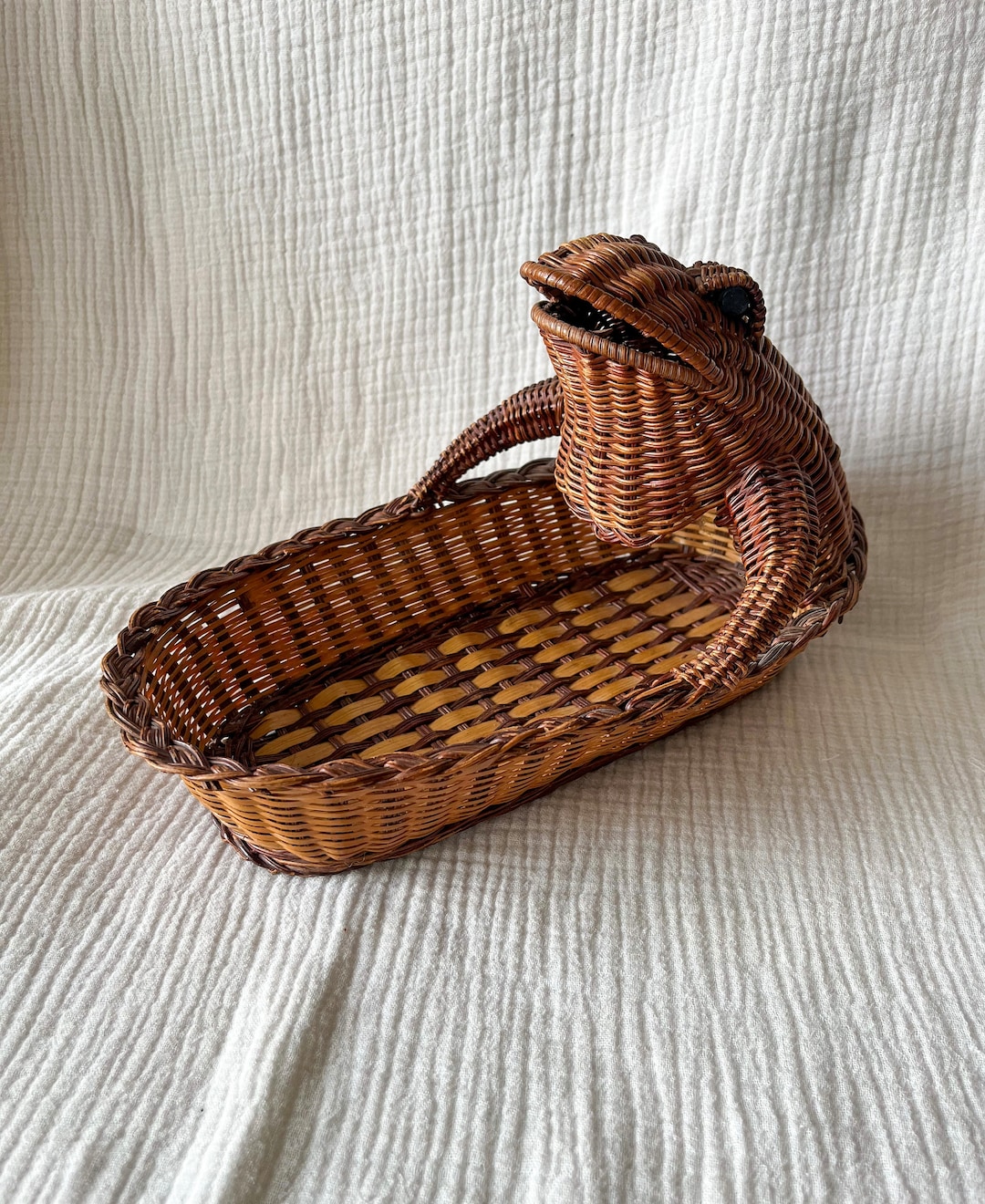 1970s Wicker Frog Basket Mod Boho Cottagecore Animal Decor - Etsy