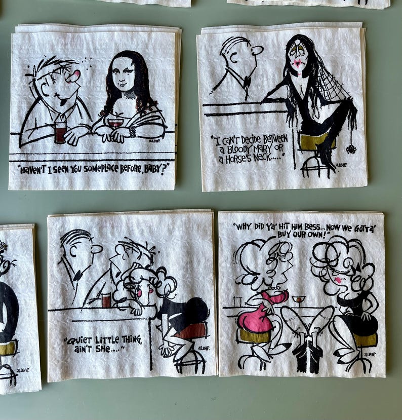 Full Set of "bar Types" Cocktail Napkins by Anne Leaf | Kitsch 1960s ...