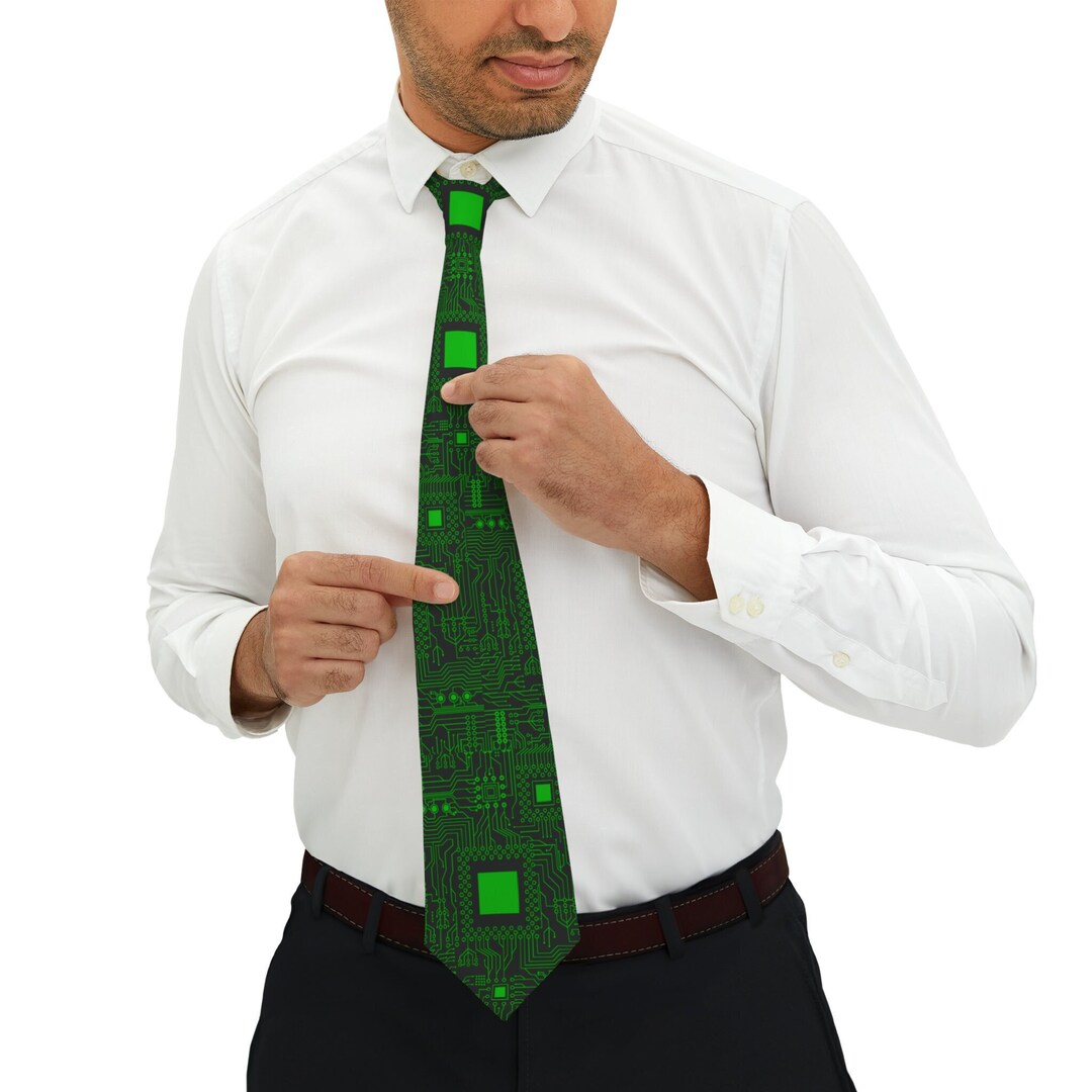 Black Computer Circuit Board Tie, IT Necktie, Software Engineer Men's ...