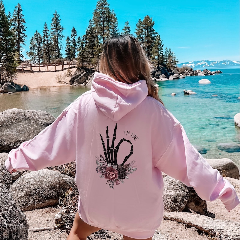 Skeleton I M Fine Hoodie - Etsy