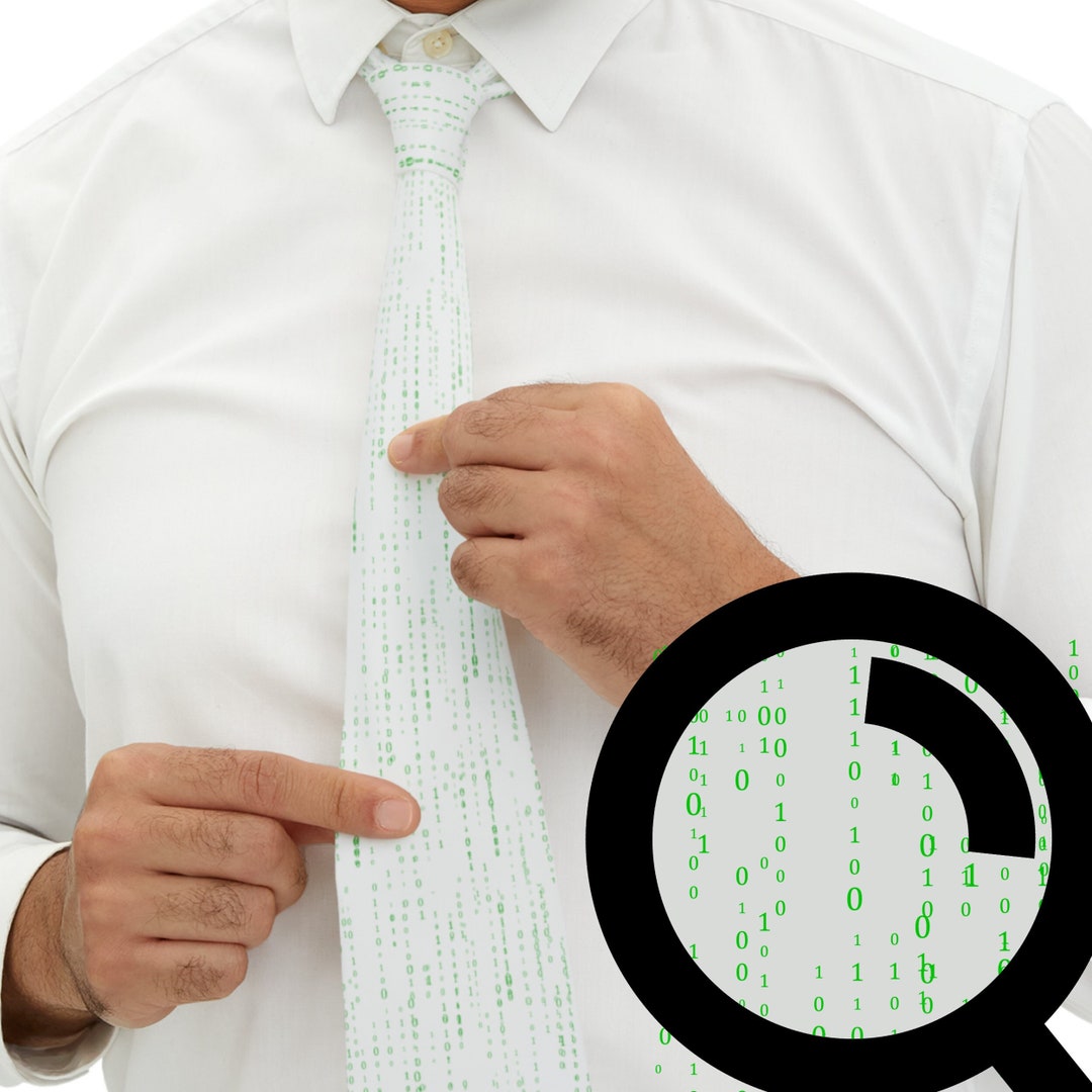 White Matrix Computer Coding Tie, Software Programming Necktie ...