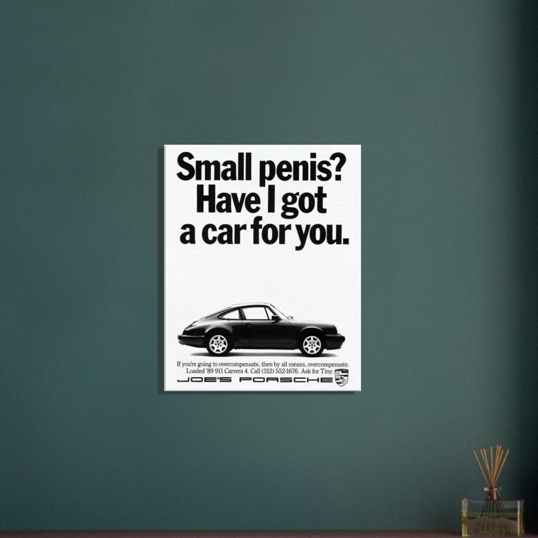 Vintage Porsche Funny Framed Car Canvas. Classic Car Poster Print ...