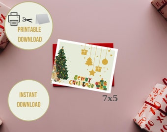 Printable Christmas Greeting Card, Instant Download, 7x5 Inch Cards for ...