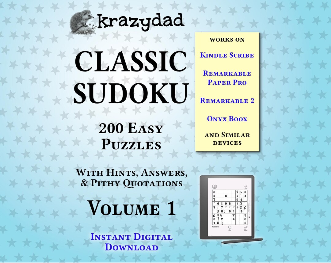 Easy Sudoku Puzzles, Kindle Scribe, Remarkable (PDF Download) - Etsy