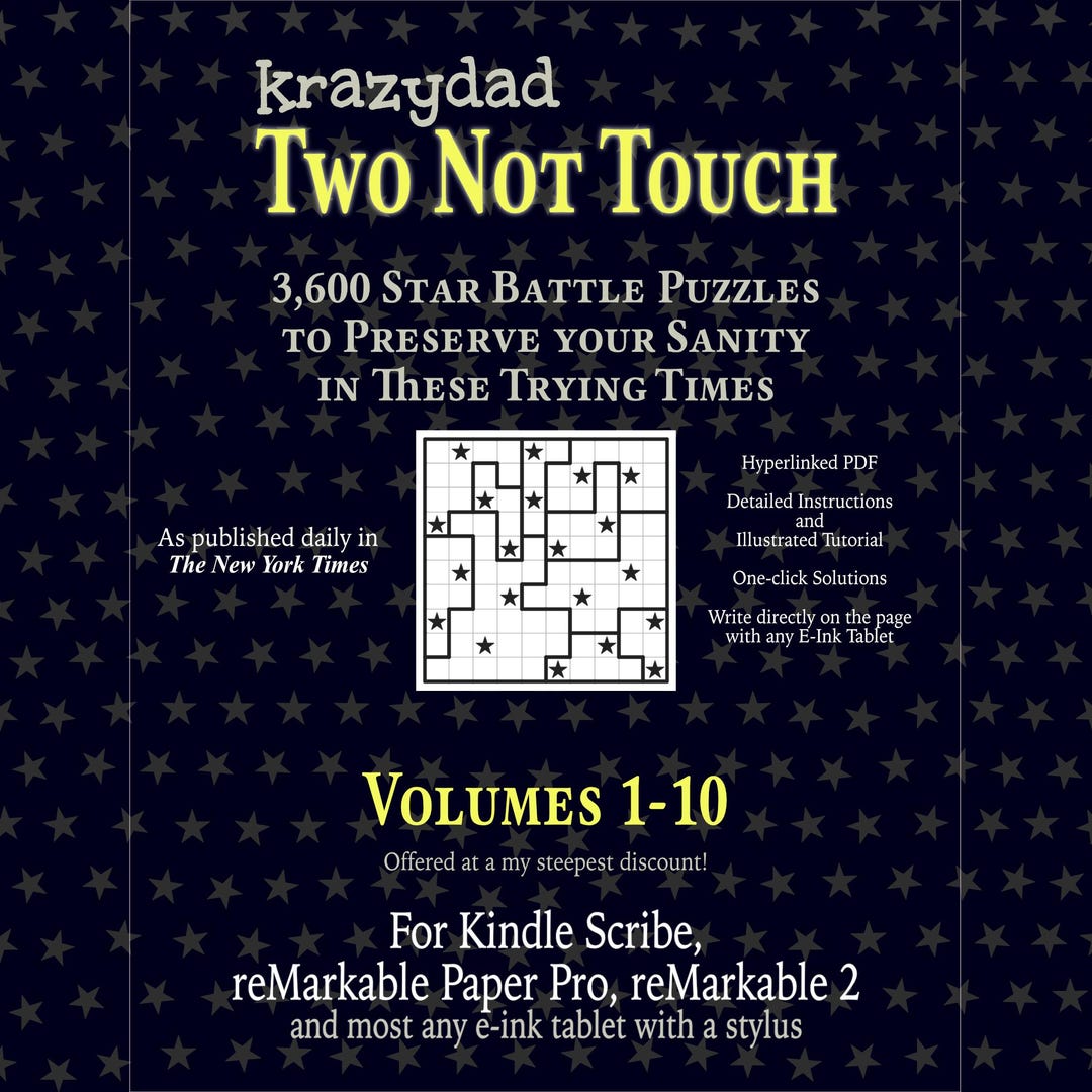 3,600 Star Battle Puzzles – Krazydad Two Not Touch, Volumes 1-10 (PDF ...