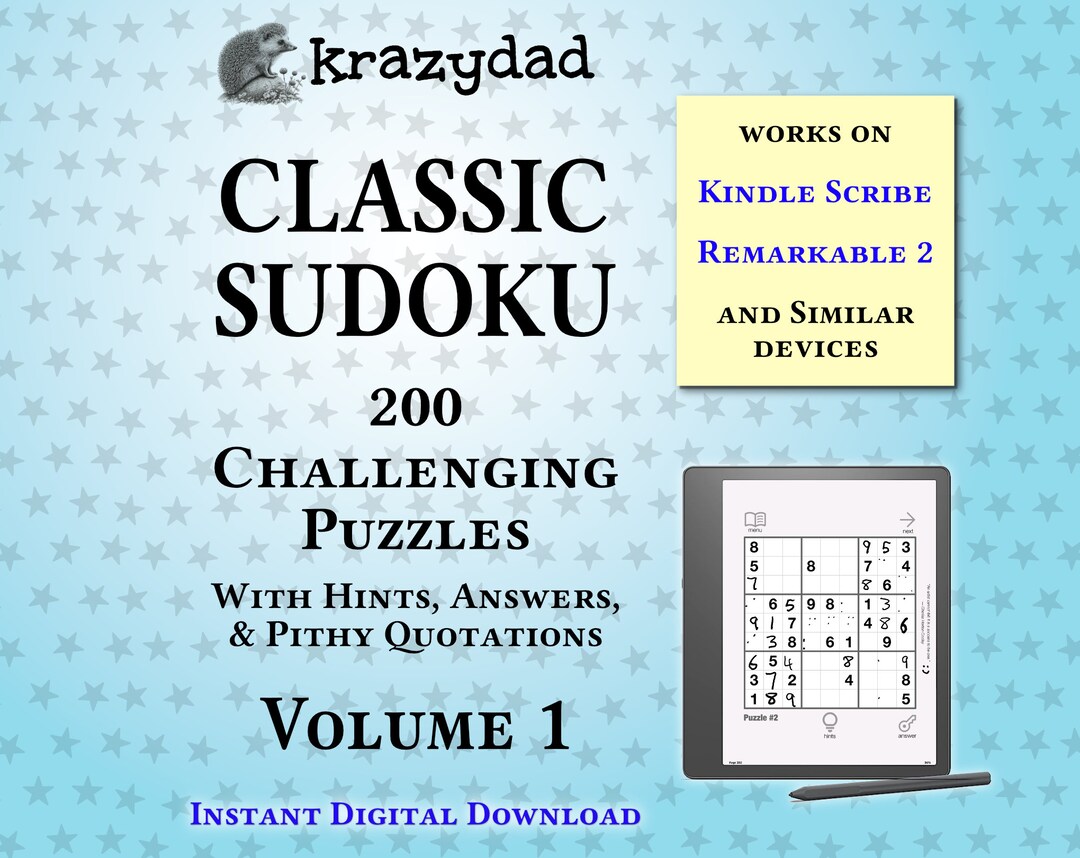 Krazydad Classic Sudoku, CHALLENGING Volume 1: 200 Sudoku Puzzles for ...