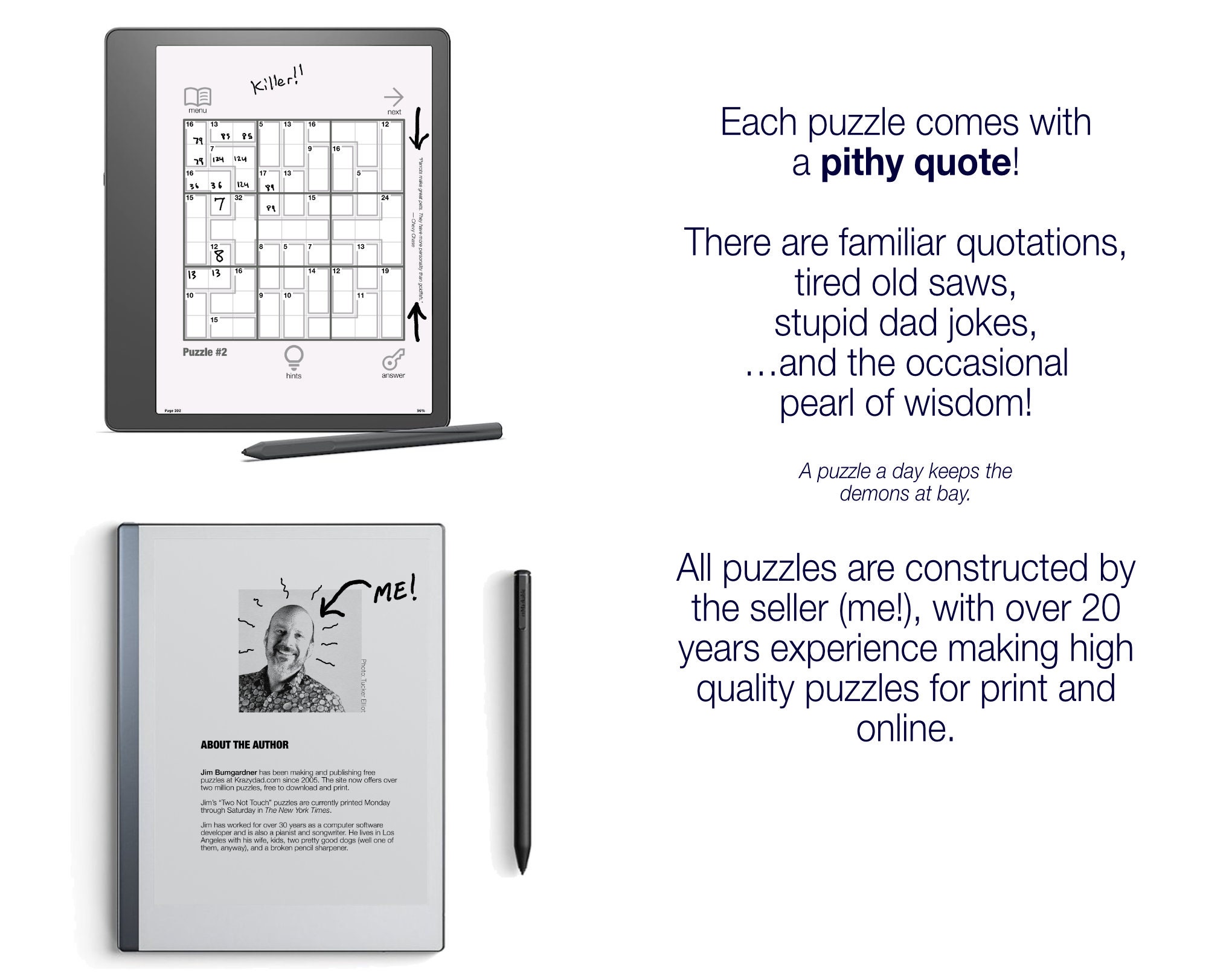 Krazydad Killer Sudoku, INSANE Volume 1: 800 Sudoku Puzzles for Kindle Scribe or Remarkable 2 - Etsy