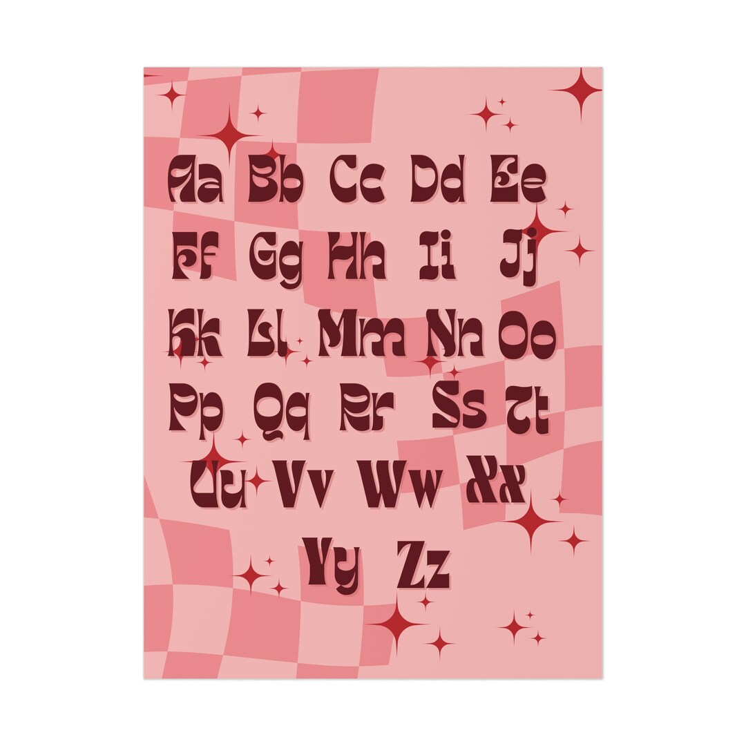 Aesthetic Pink Alphabet Poster - Etsy