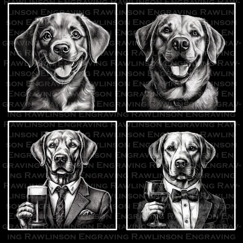 Labrador Retrievers- 12 Digital Files for Laser Engraving 4x4" Slate ...