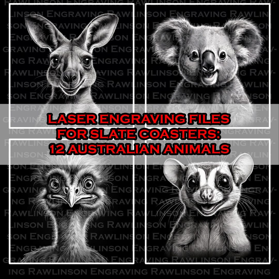 12 Adorable Australian Animals Digital Files for Laser Engraving 4x4 ...