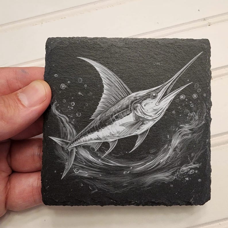 9 Fishing Digital Files for Laser Engraving 4x4" Slate Tiles- Bass ...