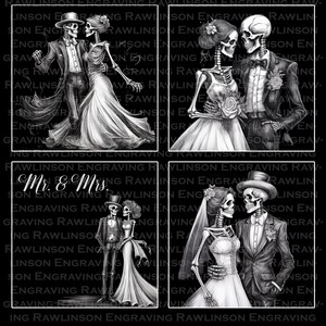 Skeleton Bride & Groom Laser Engraving Files: Slate Coasters (digital ...