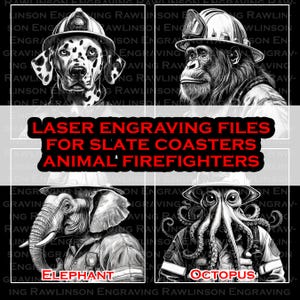 Digital Files for Laser Engraving 4x4" Slate Tiles- Animals Dressed as ...