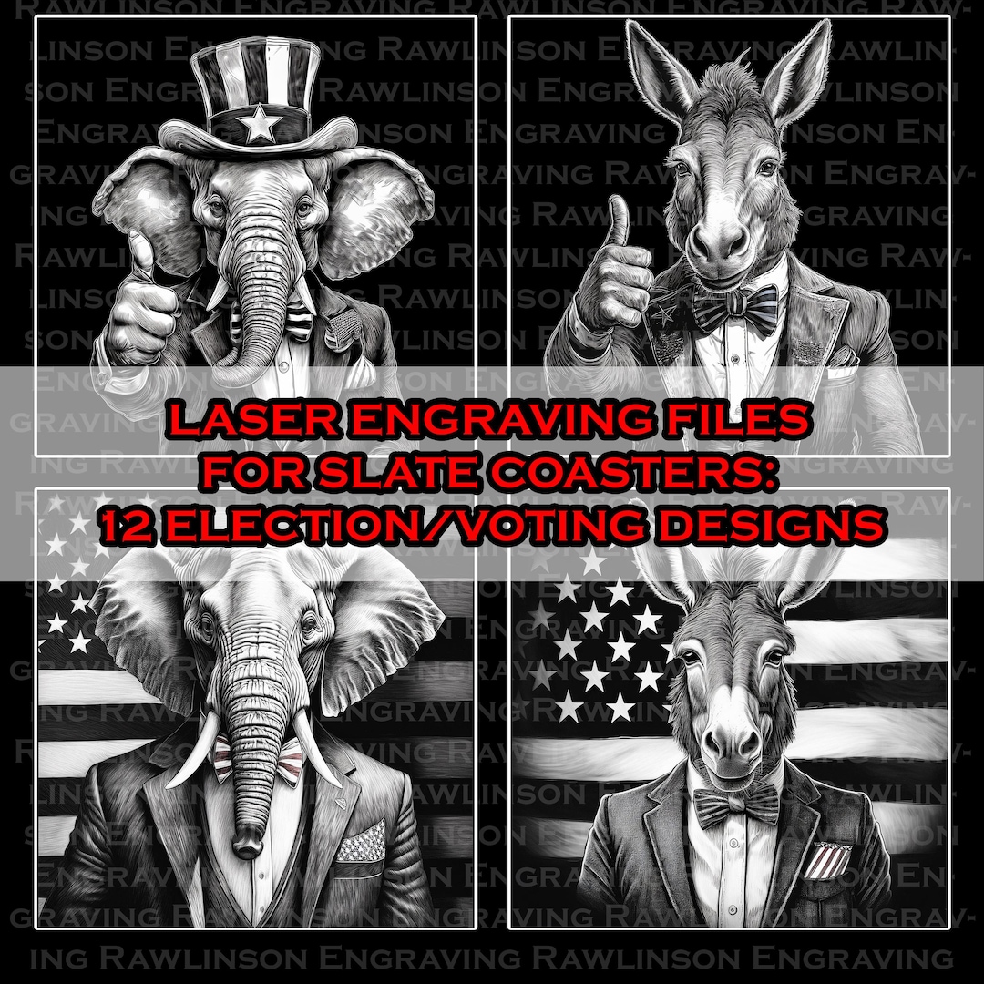12 Voting and Election Digital Files for Laser Engraving 4x4" Slate ...