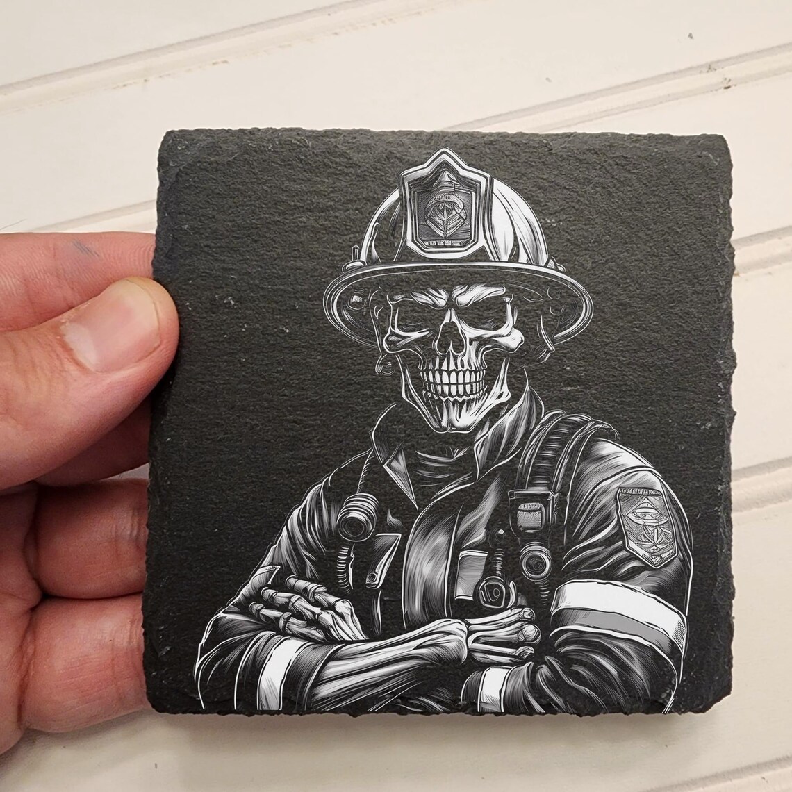 Digital Files for Laser Engraving 4x4" Slate Tiles- Skeleton/skull ...