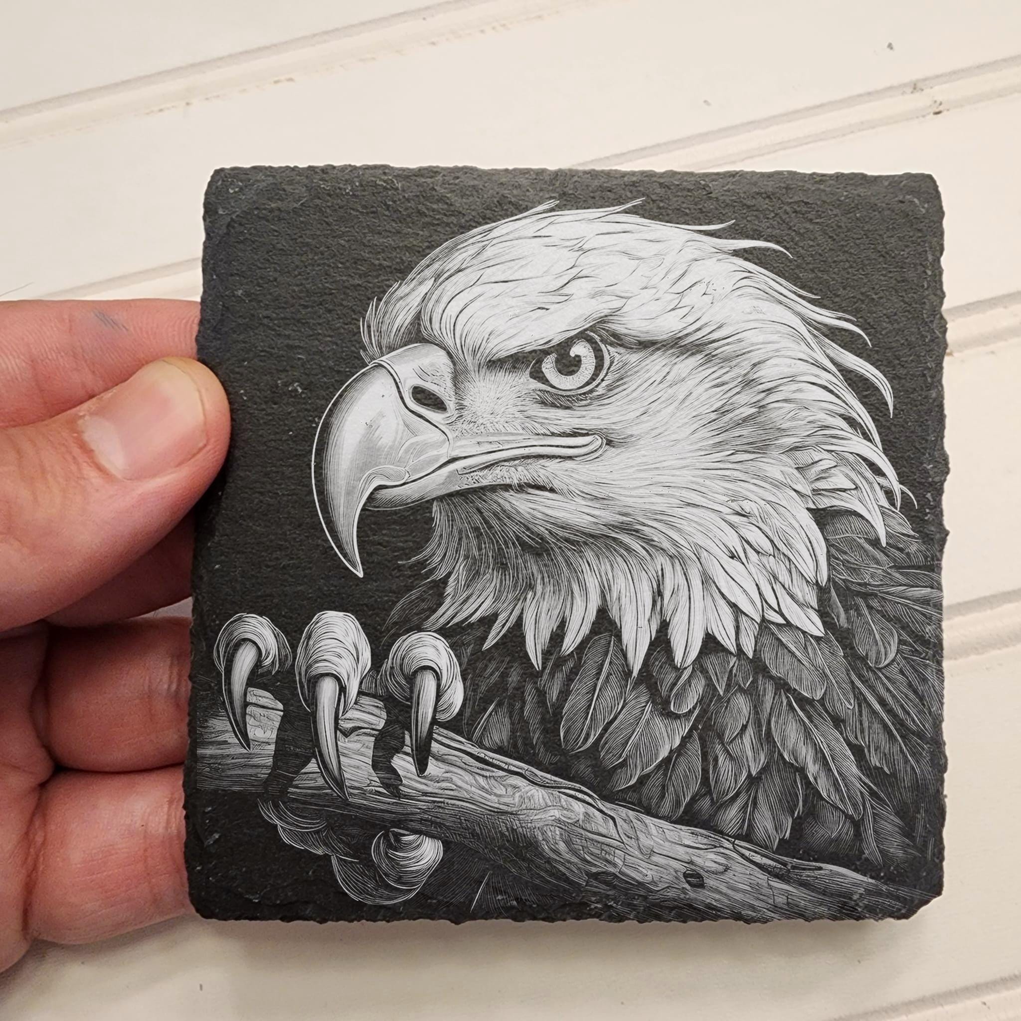 8 Bald Eagle Digital Files for Laser Engraving 4x4" Slate Coasters - Etsy