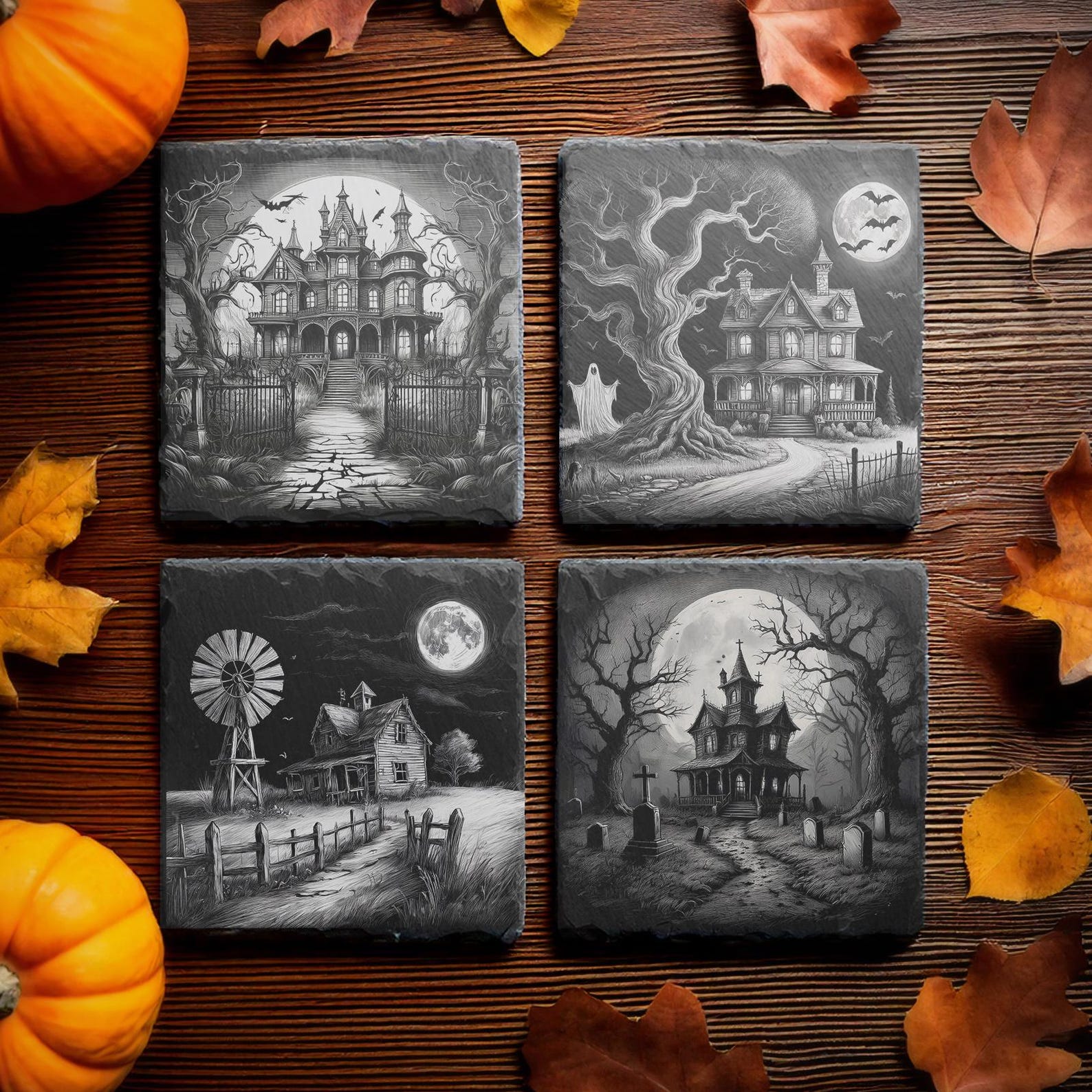 12 Haunted House Halloween Scenes- Digital Files for Laser Engraving ...