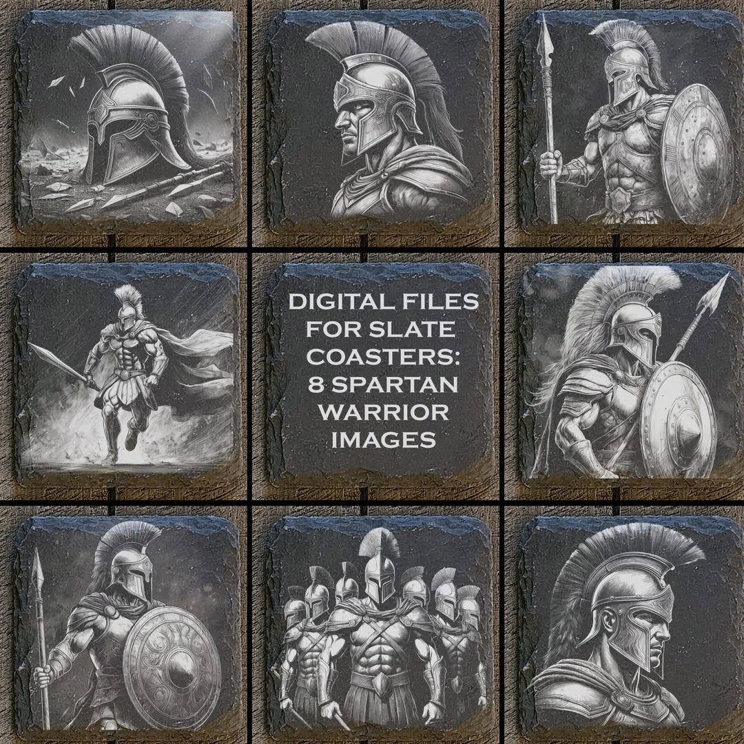 8 Spartan Warrior Digital Files for Laser Engraving 4x4" Slate Coasters - Etsy