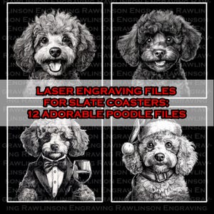 Adorable Poodles- 12 Digital Files for Laser Engraving 4x4" Slate ...