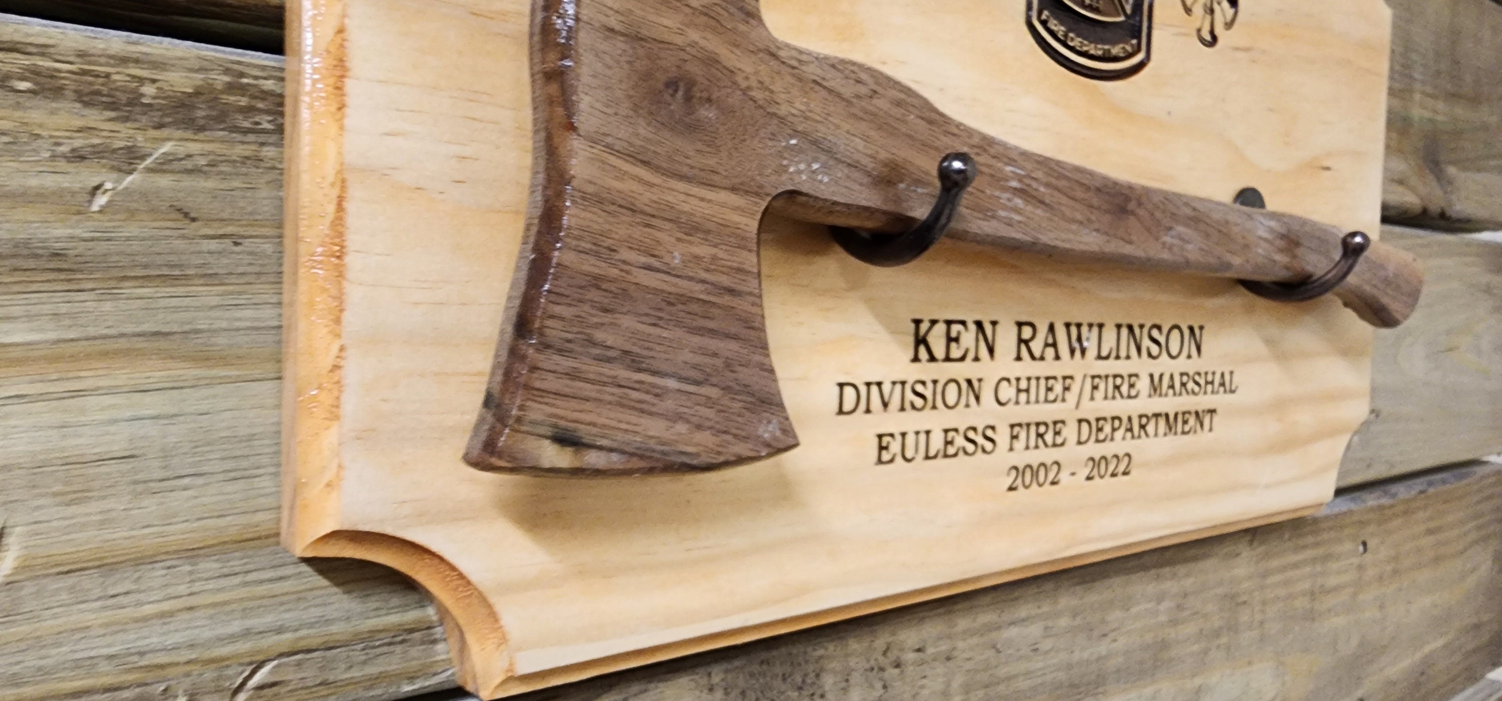 Custom Wooden Laser-engraved Fire Department Retirement Plaque With Axe ...