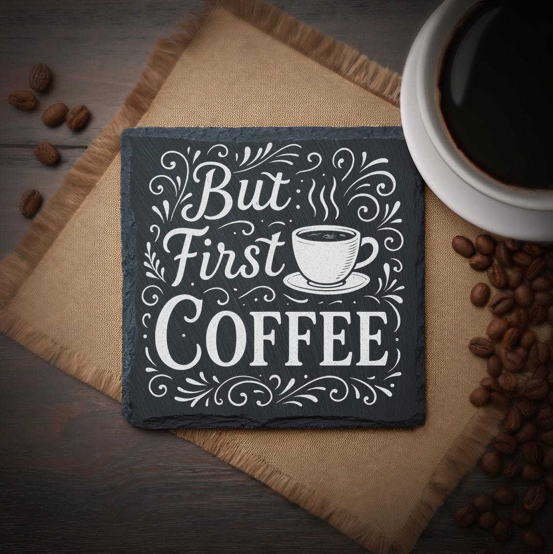 Coffee Caffeine Digital Files for Laser Engraving 4x4" Slate Coasters ...