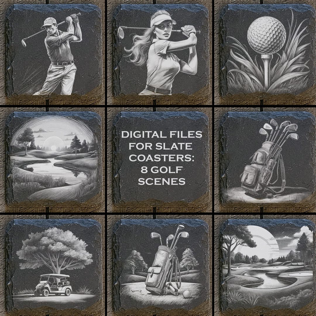 8 Golf/golfing Digital Files for Laser Engraving 4x4" Slate Tiles - Etsy