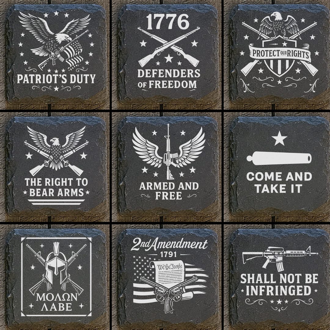 2nd Amendment Digital Files for Laser Engraving 4x4" Slate Coasters ...
