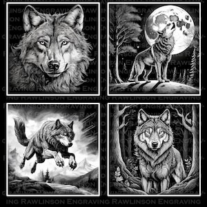 12 Wolf Digital Files for Laser Engraving 4x4 Slate Coasters - Etsy