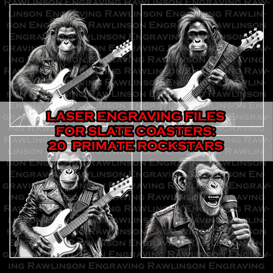 16 Primate Rockstars Digital Files for Laser Engraving 4x4" Slate Coasters- - Etsy