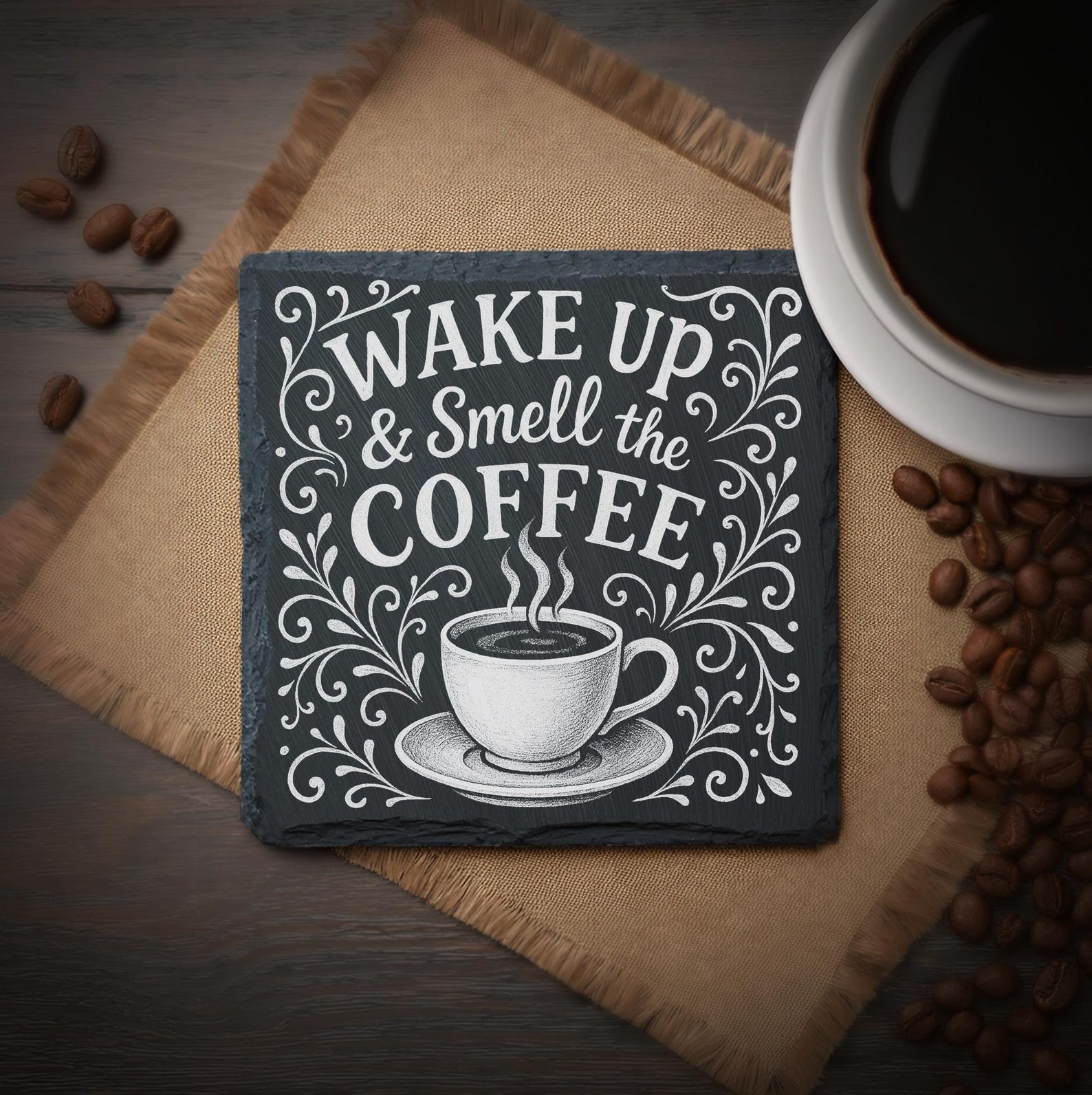 Coffee Caffeine Digital Files for Laser Engraving 4x4" Slate Coasters ...