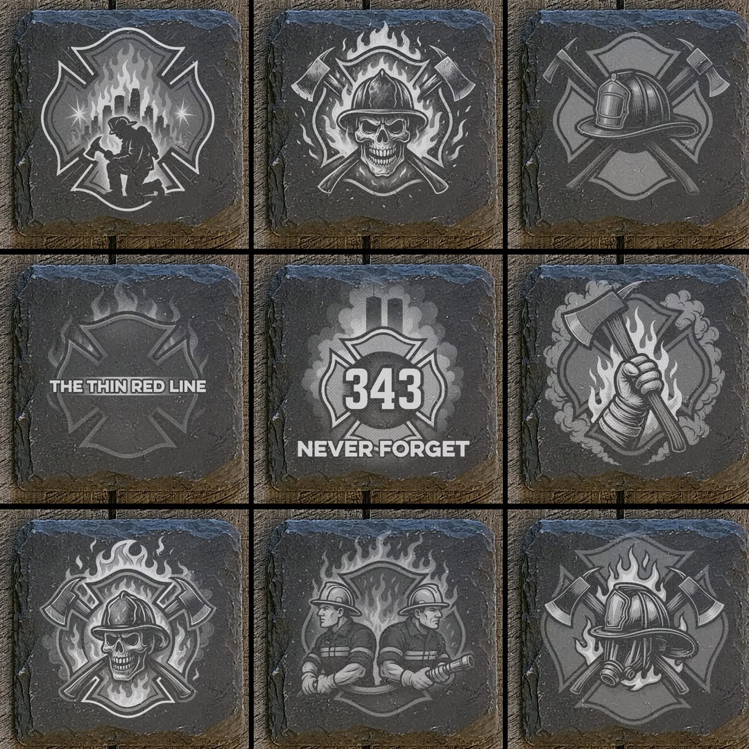 Firefighter Maltese Cross Digital Files for Laser Engraving 4x4" Slate ...