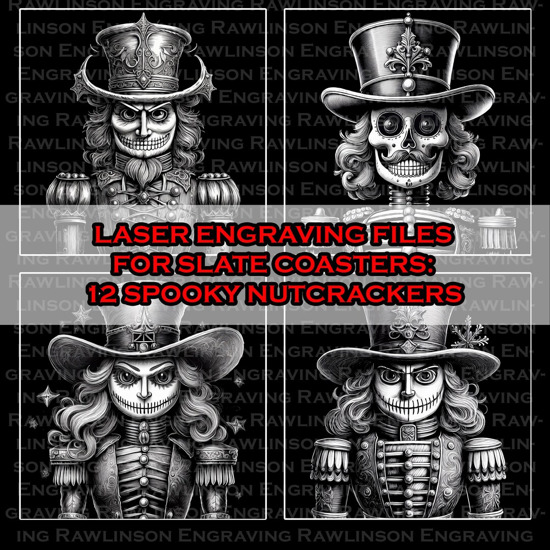 12 Spooky Halloween Nutcrackers Digital Files for Laser Engraving 4x4 Slate Coasters - Etsy