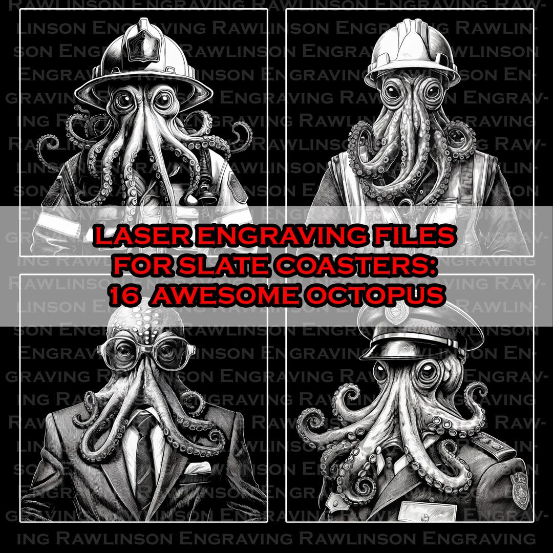Octopus Laser Engraving Files: Slate Coasters, 4x4" (digital Files) - Etsy