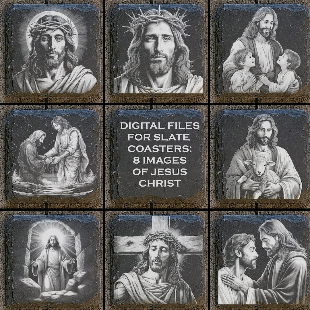 8 Jesus Christ Digital Files for Laser Engraving 4x4" Slate Coasters - Etsy