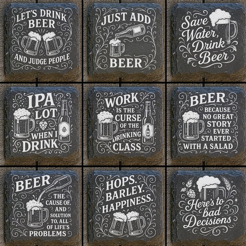 Beer Bartender Digital Files for Laser Engraving 4x4" Slate Coasters - Etsy
