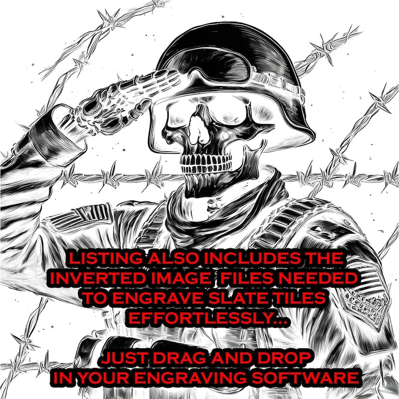 9 Military Skulls/skeleton Digital Files for Laser Engraving 4x4" Slate ...