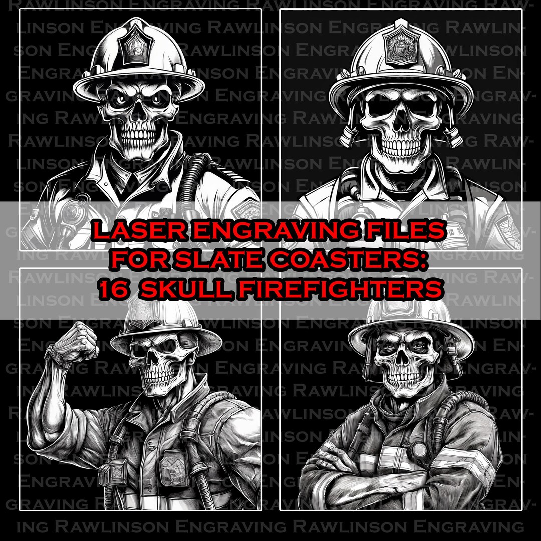 Digital Files for Laser Engraving 4x4" Slate Tiles- Skeleton/skull ...