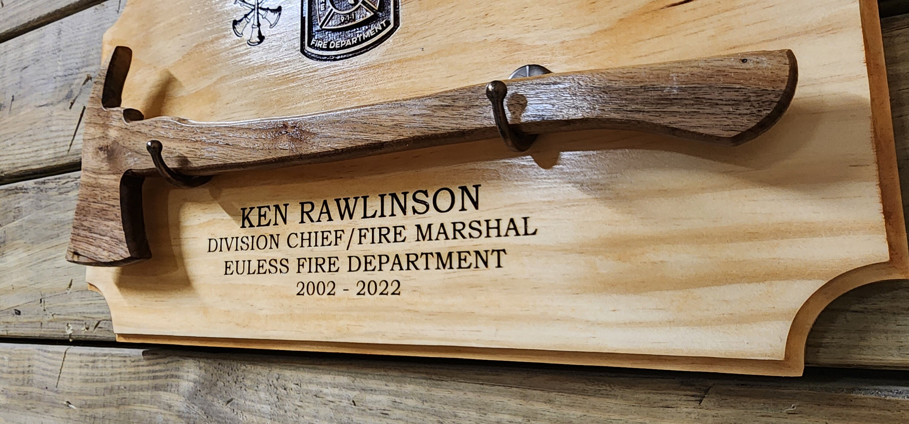 Custom Wooden Laser-engraved Fire Department Retirement Plaque With Axe ...