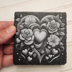 9 Valentine's Day Digital Files for Laser Engraving 4x4" Slate Coasters ...