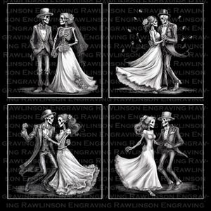 Skeleton Bride & Groom Laser Engraving Files: Slate Coasters (digital ...