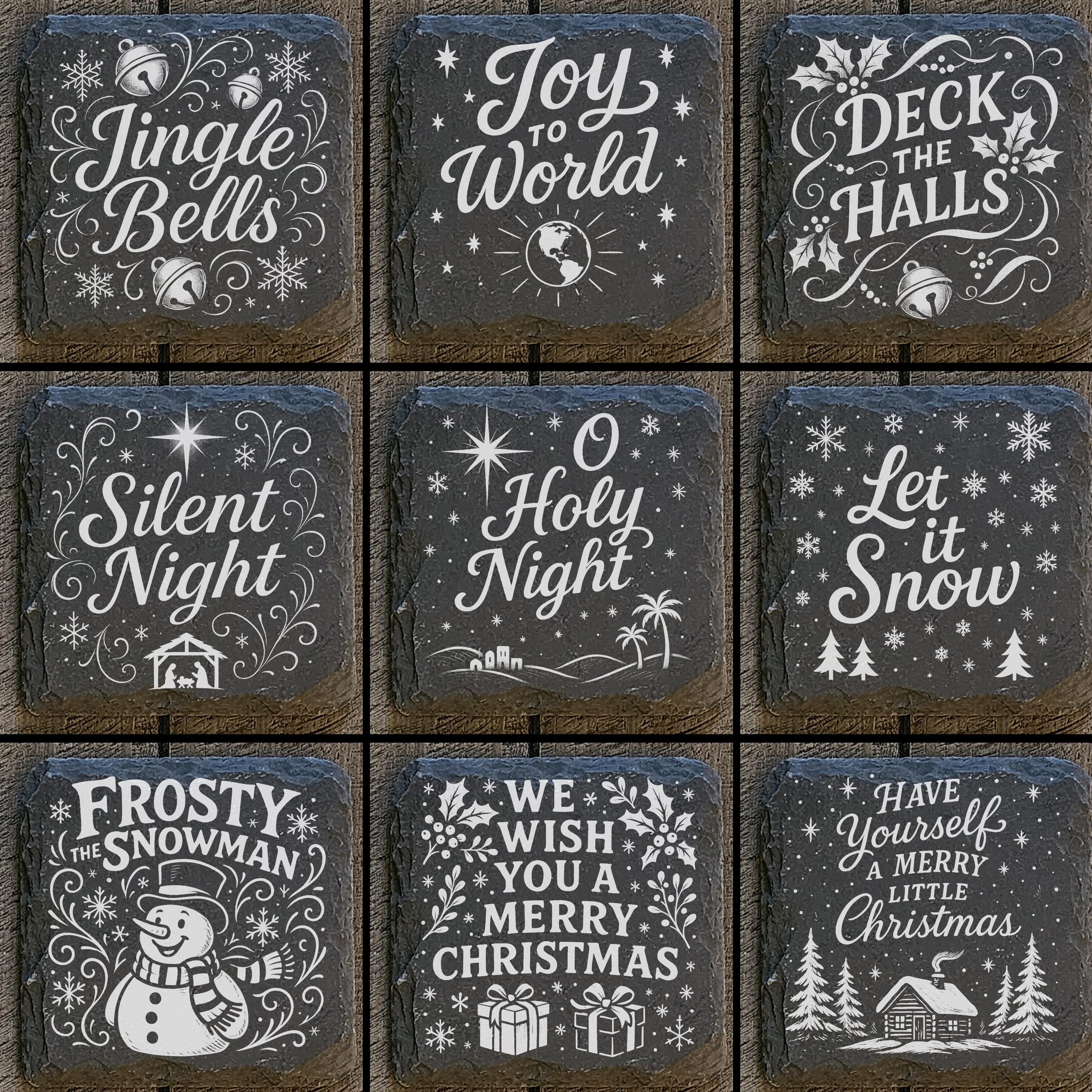 Christmas Song Digital Files for Laser Engraving 4x4" Slate Coasters - Etsy