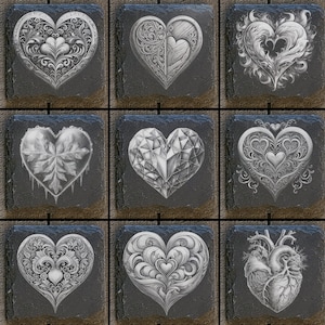 9 Heart Digital Files for Laser Engraving 4x4" Slate Tiles - Etsy