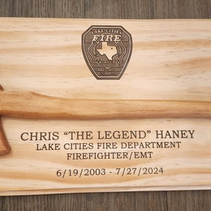Custom Wooden Laser-engraved Fire Department Retirement Plaque With Axe ...